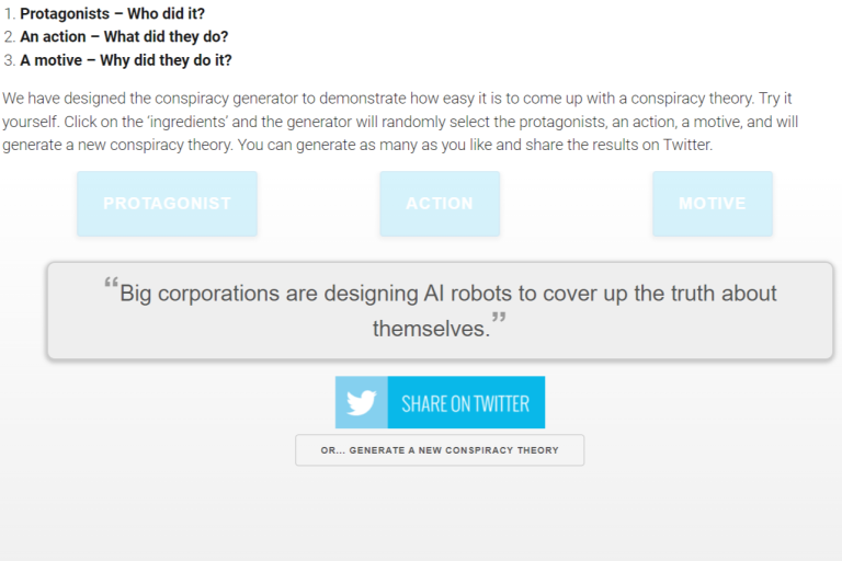 Conspiracy generator demonstrates how easily conspiracy theories ...